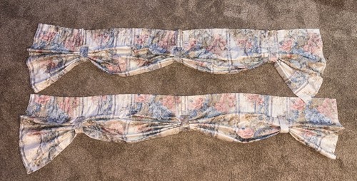 VTG JC Penney Rose Pastel Floral VALANCE CURTAIN 82" X 22” Cottage (2 ...