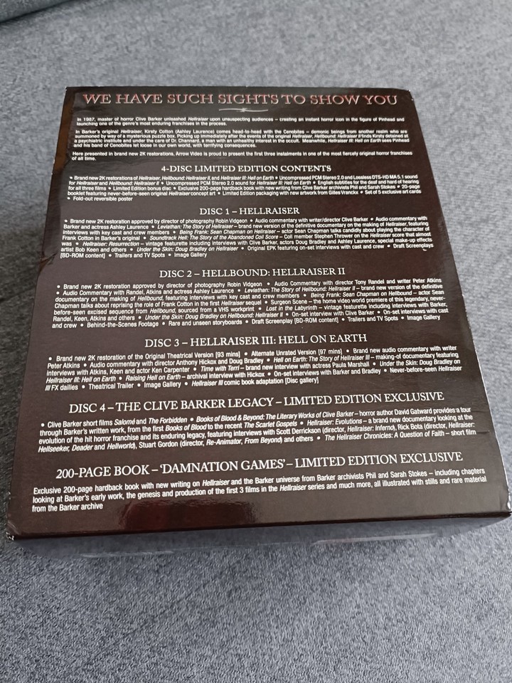Hellraiser Trilogy Scarlet Box Set Blu-ray Arrow Video Deluxe Edition ...