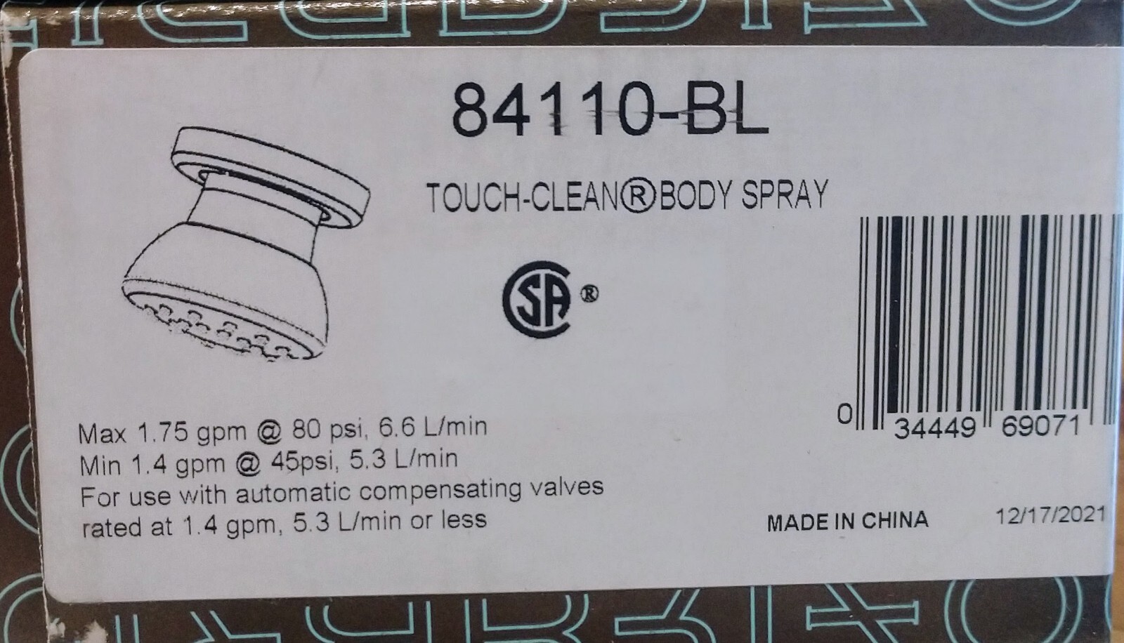 Brizo 84110-BL Essential Shower Series Touch Clean Round Body Spray ...