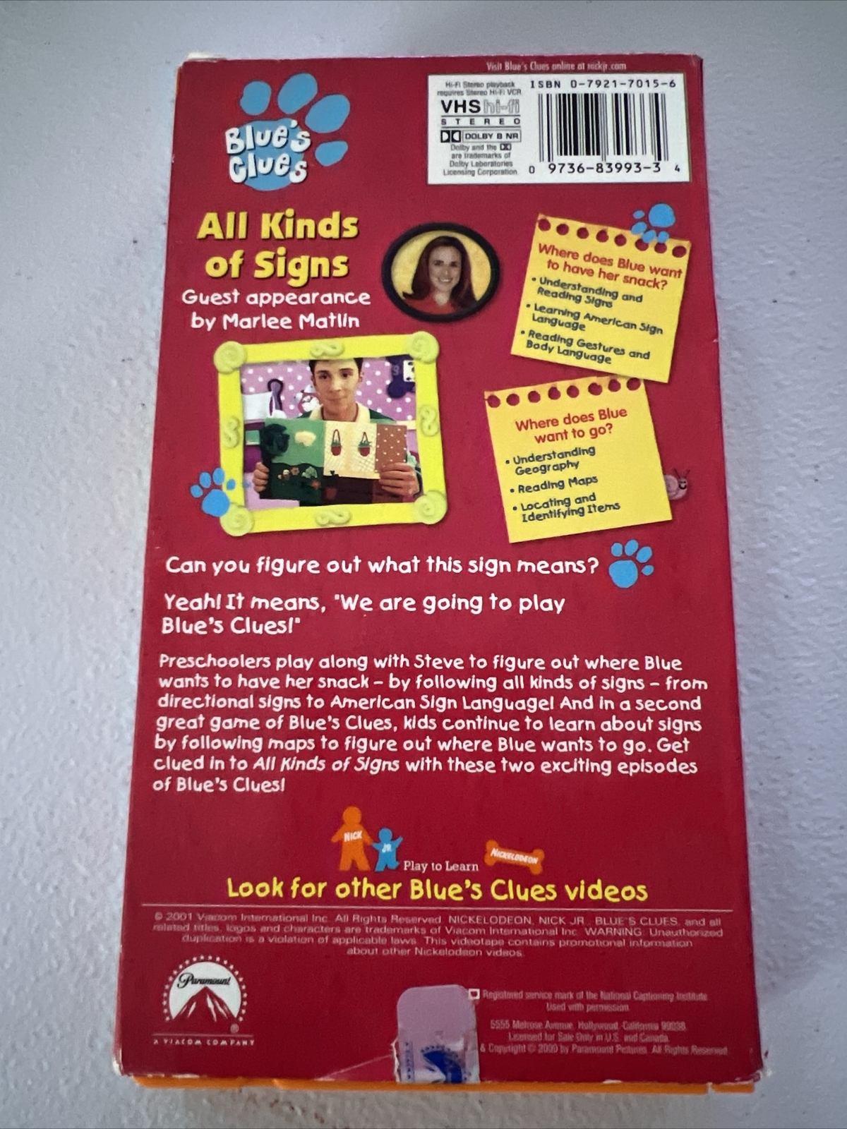 Blues Clues All Kinds of Signs VHS 2001 Nick Jr. Sign Language ASL ...