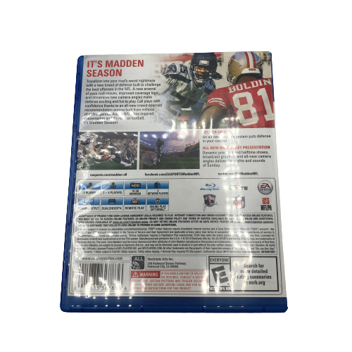 Sony PS4 PlayStation Video Games EA Sports Madden NFL 15 Blu-Ray Disc ...