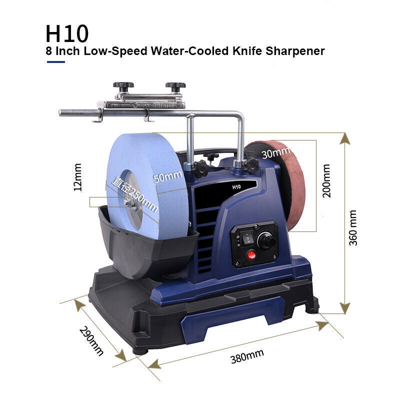 220V 8/10 Inch Low Speed Water-Cooled Knife Sharpener Electric Grinding ...