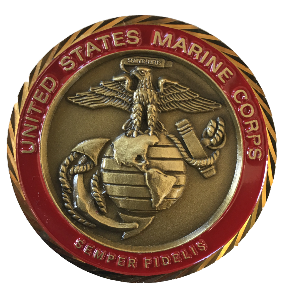 USMC Chesty Bulldog Marine Mascot Brass Challenge Coin First to Fight ...
