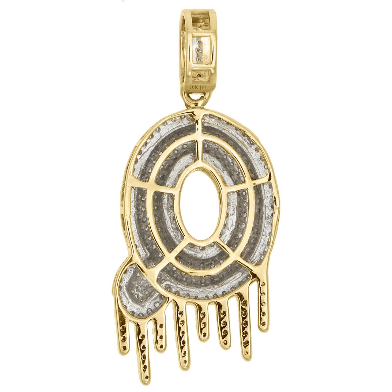 10K Yellow Gold FN Lab Created Diamond Q Initial Bubble Drip Pendant ...