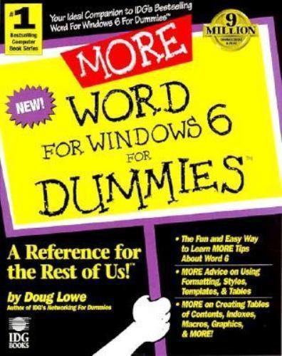 More Word for Windows 6 for Dummies by Lowe, Doug 9781568841656| eBay