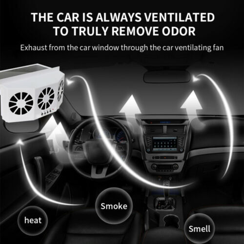 White 3-Outlet Solar Powered Universal Car Air Vent Cool Fan Auto ...