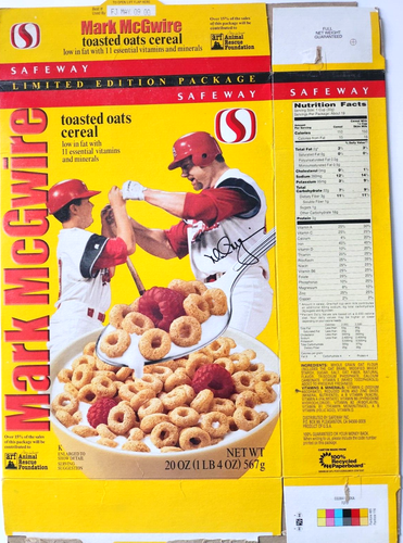 Mark McGwire Safeway Cereal Box Unassembled (1999) Animal Rescue | eBay