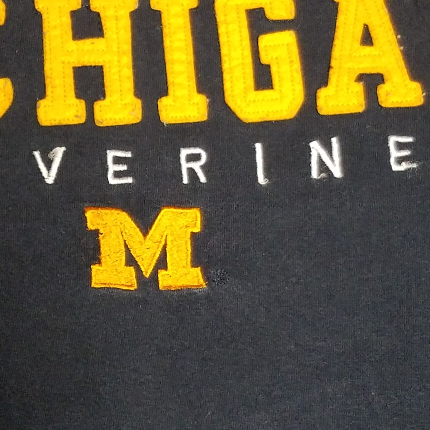 Michigan University Mens L/XL Wolverines Navy SS Tshirt Embroidered ...