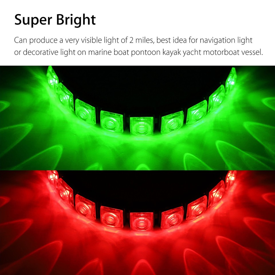 2PCS Navigation Bow Light Strip 9LED For Marine Boat Yacht Pontoon Red ...