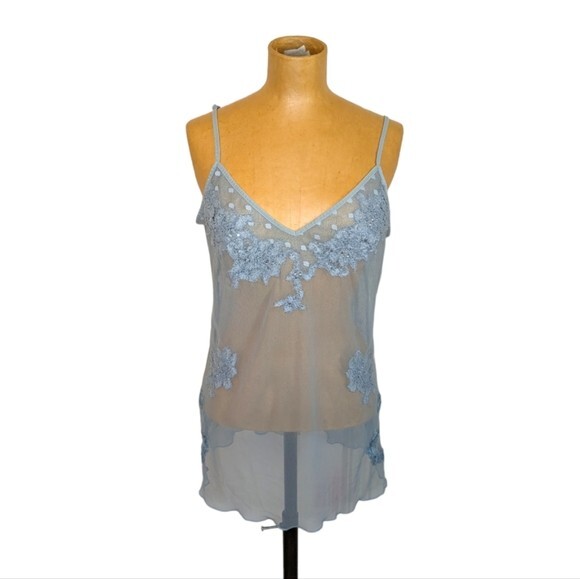 Victoria's Secret Light Blue Sheer Lace Rhinestone Y2… - Gem