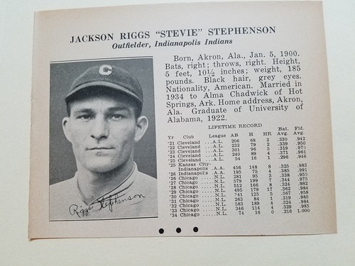 Riggs Stephenson John Stoneham Indianapolis Indians 1935 Scrapbook Card ...