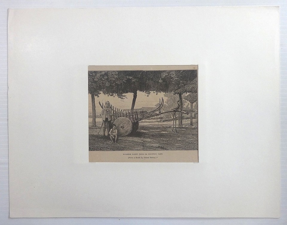 Burma Burmese Paddy Cart 19th Century Engraving 12cm x 14cm | eBay