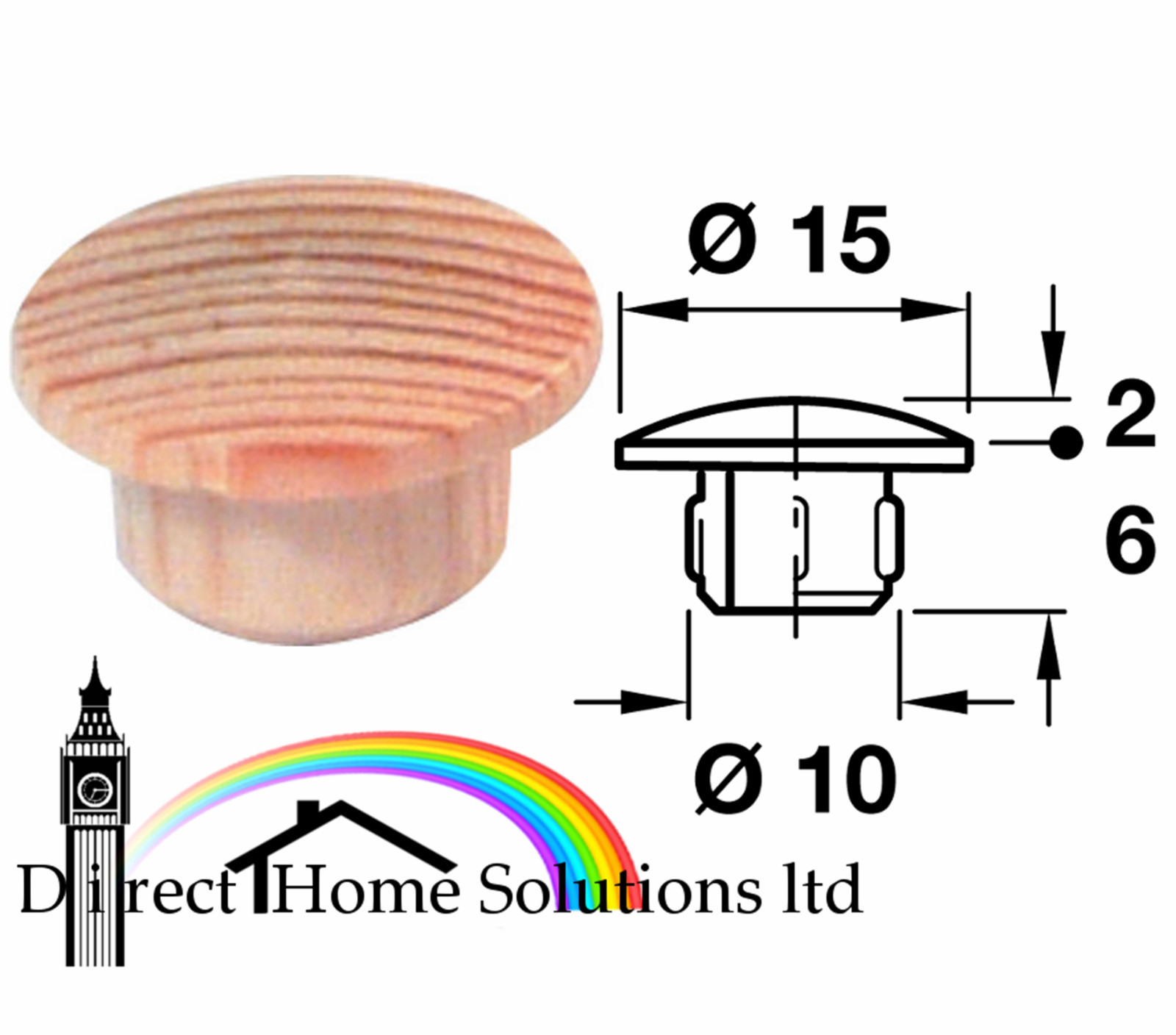 10 X SOLID WOOD COVER CAP FOR 10MM HOLE PRESS FIT IN BEECH PINE ASH OAK ...