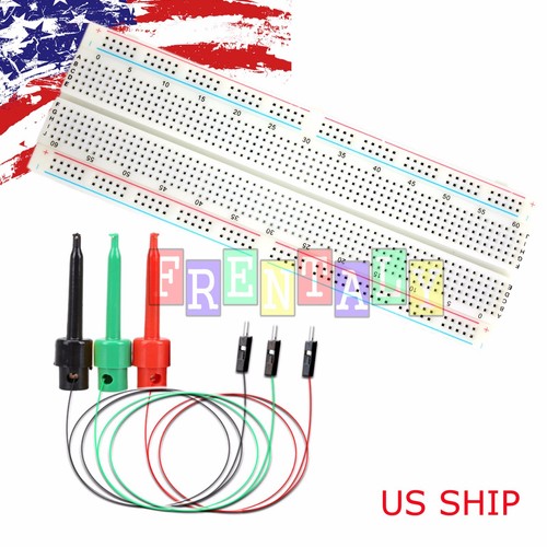 3X Test Hook & MB-102 830 Point Prototype PCB Solderless Breadboard ...