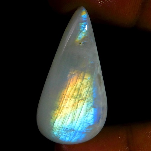 49.4Cts. Natural Power White Rainbow Moonstone Pear Cabochon Wholesale ...
