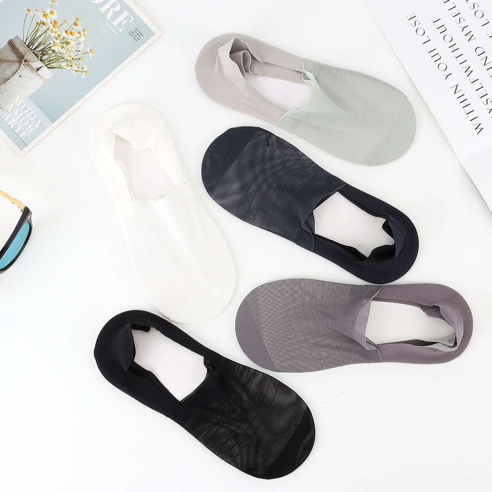 3/ 5Pairs Mens Cotton Mesh Socks No Show Ankle Low Cut Nonslip ...