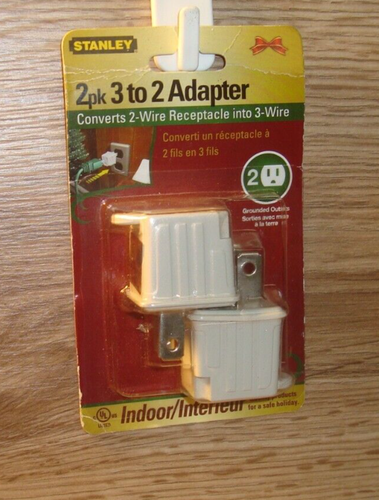 2 PACK 3 to 2 Adapter STANLEY 3 TO 2 PRONG GROUNDING OUTLET ADAPTER ...