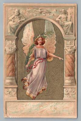 Classical Angel Woman w Columns & Mosaic ~ Antique Fantasy Postcard ...