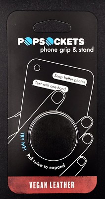Authentic PopSockets Vegan Leather Black PopSocket Pop Socket Phone ...