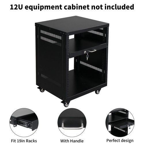 19" 1U Steel Plate DJ Drawer Equipment Cabinet with Keys Black | eBay