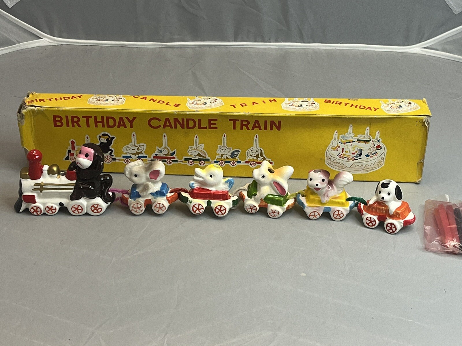 Vintage Birthday Cake Candle Train Monkey Animals Zoo Made In Japan ...