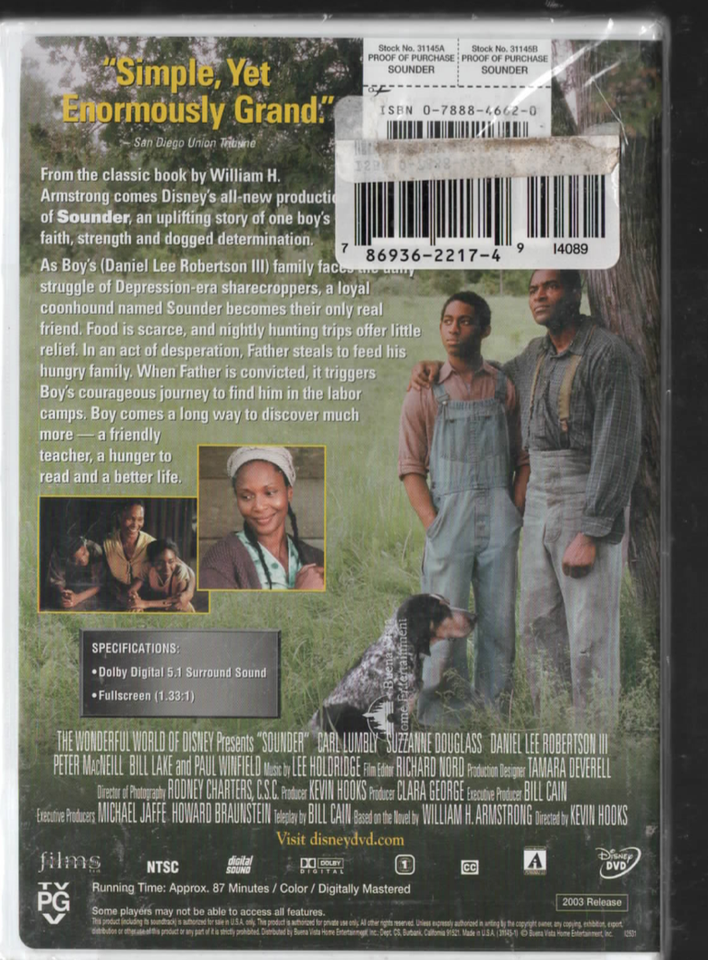 DISNEY'S SOUNDER DVD BRAND NEW SEALED 786936221749 | eBay