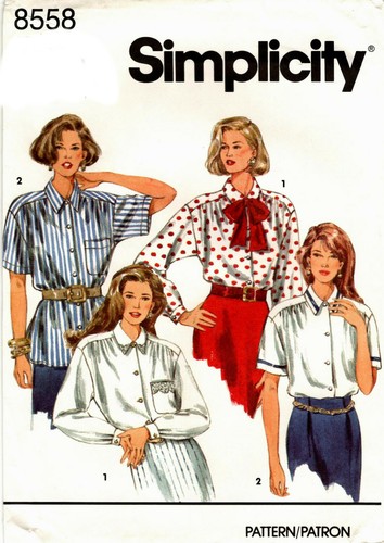 Simplicity 8558 Shirt Tie Misses Blouse Top Sewing Pattern Uncut Size 6 ...