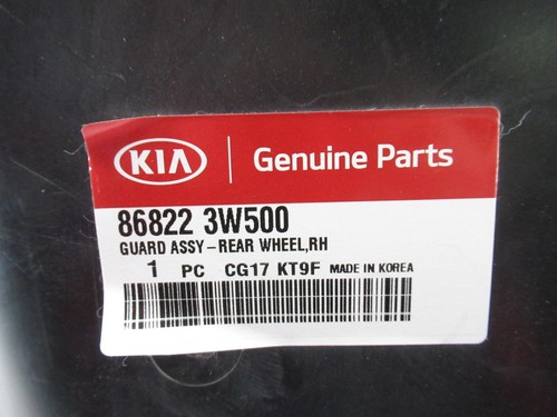 Genuine OEM Kia 86822 3W500 Passenger Rear Fender Liner Shield 2014-16 ...