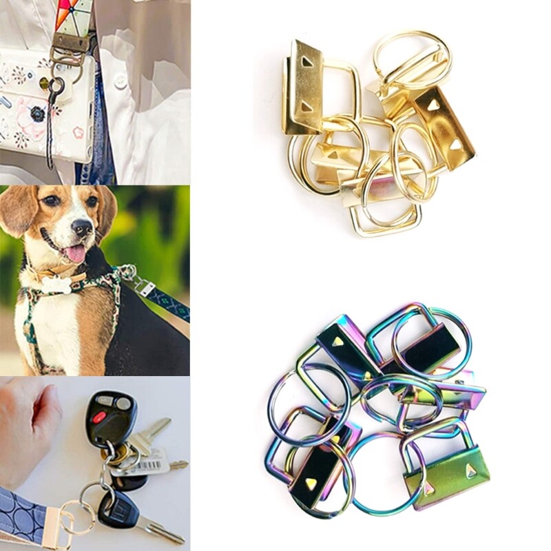 42Pcs for Key Fob Hardware with Split Rings Lanyard Wristlet Tail Clip ...