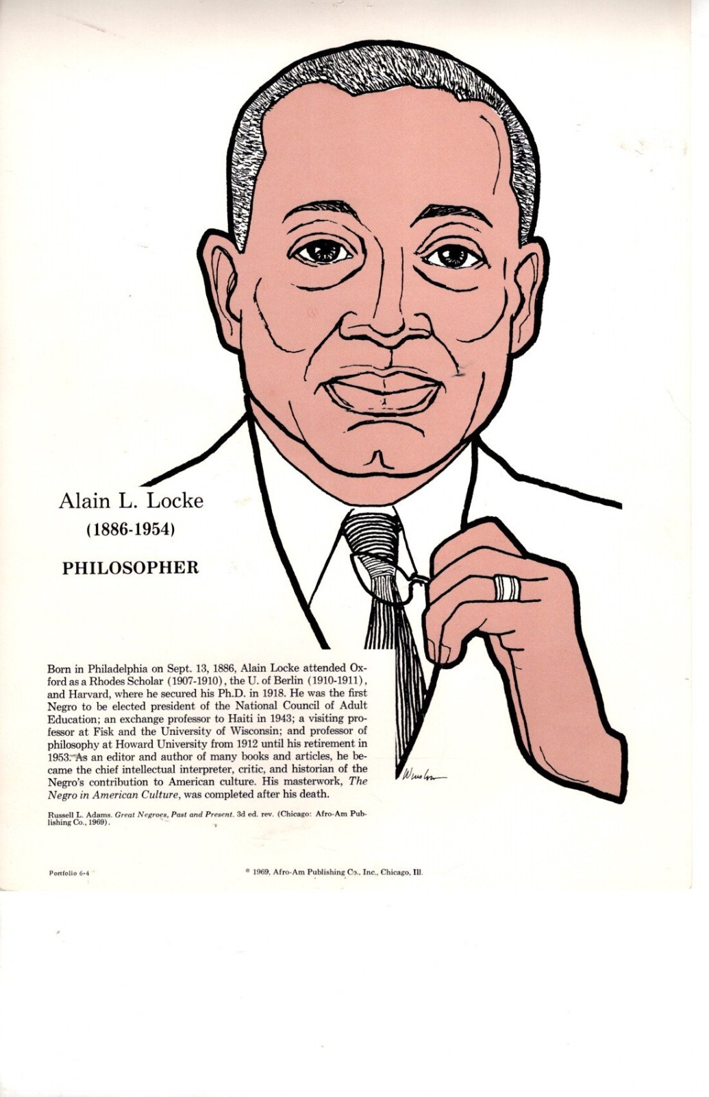 ALAIN L. LOCKE Vintage "Great Negroes" 10x14" Poster Afro-Am Publishing ...