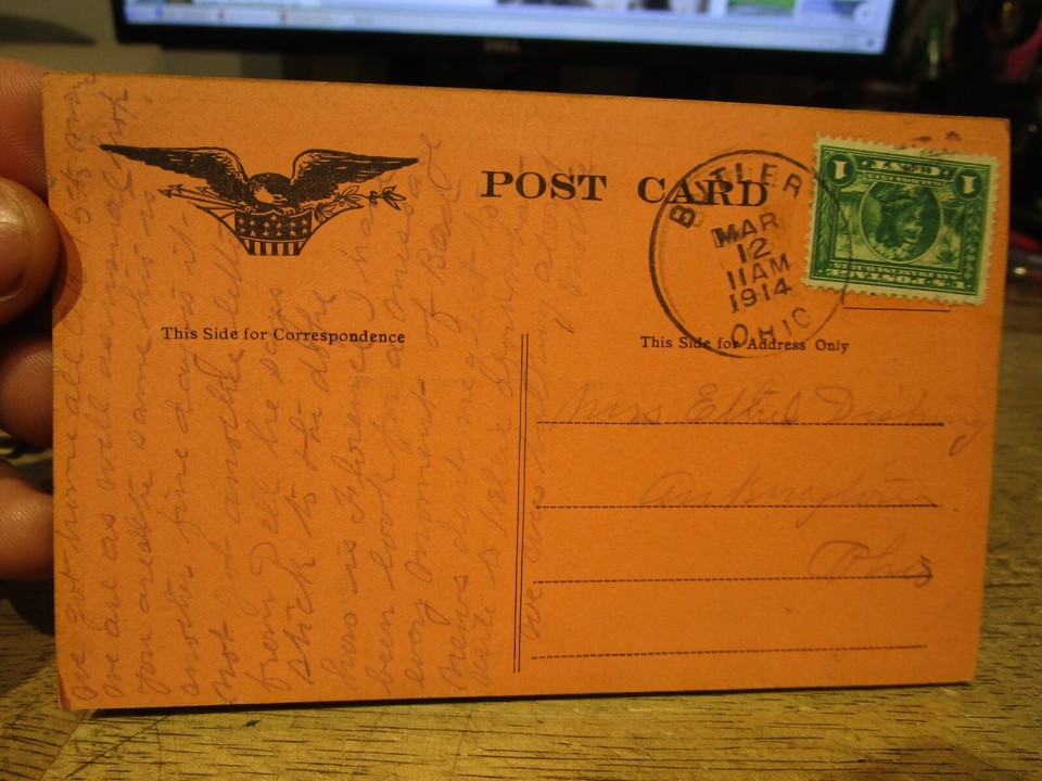 J1 Vintage Old Victorian Era OHIO Greetings Postcard Ankneytown Pennant ...