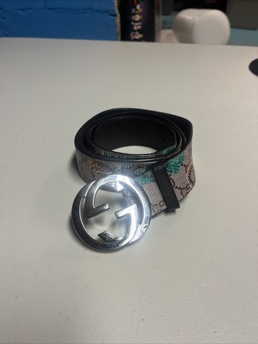 Classic Gucci Tiger Belt Silver GG Size 110-44 | eBay