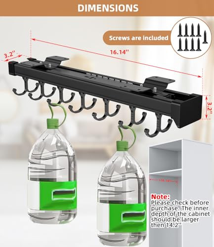 Pull Out Broom Holder With Adjustable Double Row Sliding Hook ...