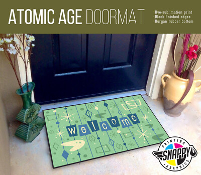 Retro Atomic Age 50s MCM Pattern Welcome Doormat 24" x 36" | eBay