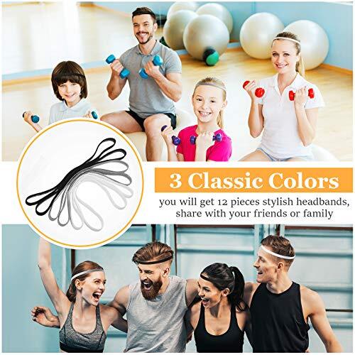 12 Pcs Thin Non-Slip Elastic Sport Headbands Exercise Sweatbands for ...