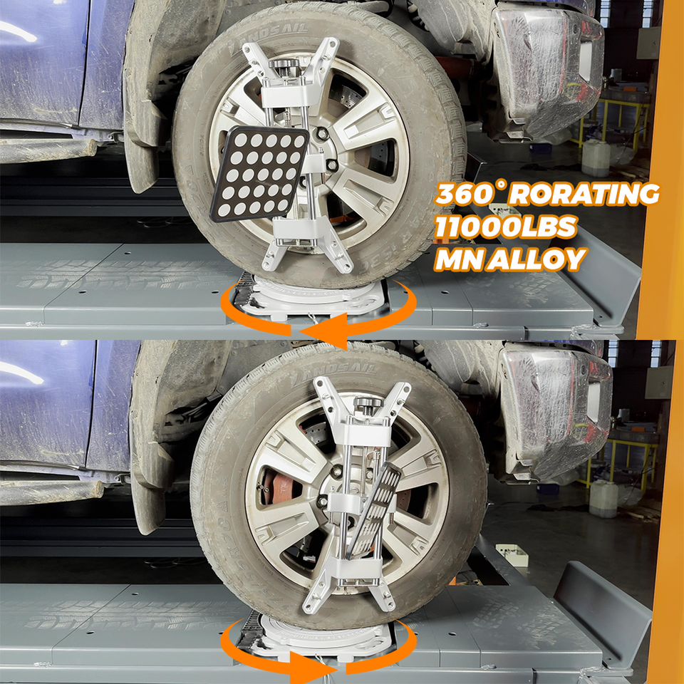 One Pair Alloy Turntable Wheel Alignment 360° Rotating Turn Plate Table ...