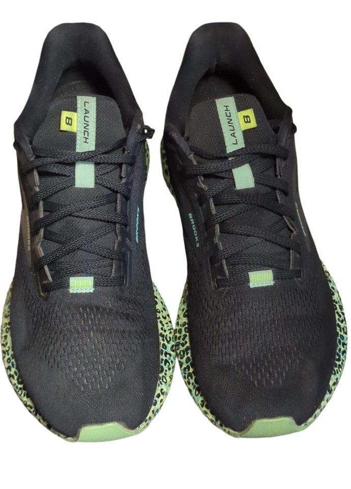 Brooks Womens Sz 11 Sneakers Launch 8 Black Teal Electric Cheetah ...