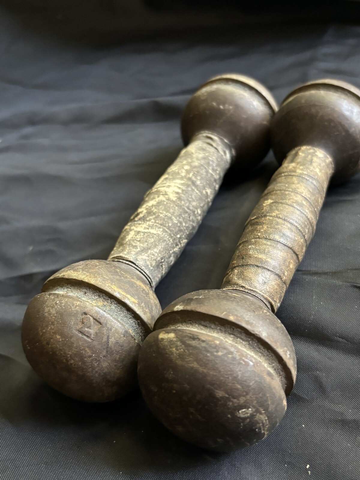Antique Pair Metal Barbells Hand Weights Vintage Exercise Weights 6.5 ...