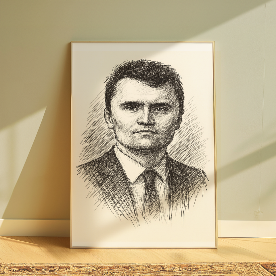 CHARLIE KIRK DRAWING PRINT SKETCH PORTRAIT 8" x 10" CHARLIE KIRK WALL ...