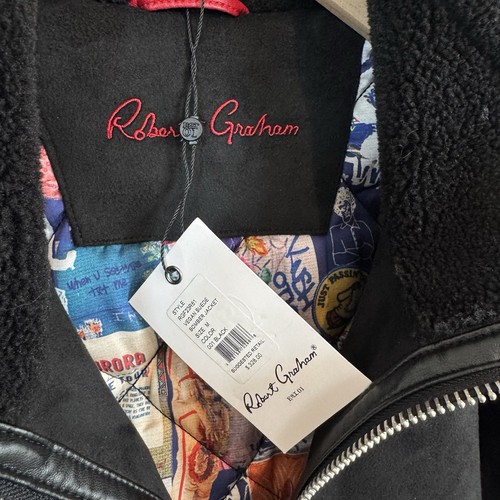 Robert Graham Vegan Suede Insulated Zip Up Black Bomber Jacket Medium ...