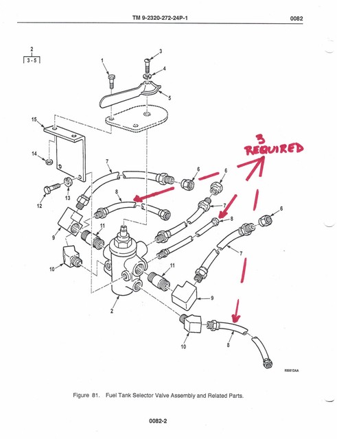 Dual Fuel Tank Switch-over Valve Hose P/N 11664615 NSN 4720-00-096-9648 ...