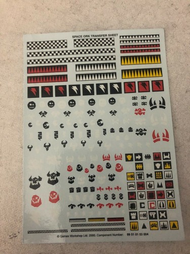 Warhammer 40k Space Ork Decals Water Transfers Full Sheet Orks ...