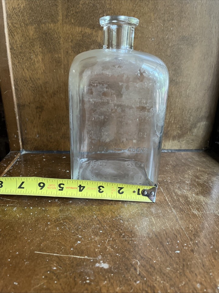 Antique 1800s 64oz Half Gallon Embossed Measuring Funeral Embalming ...