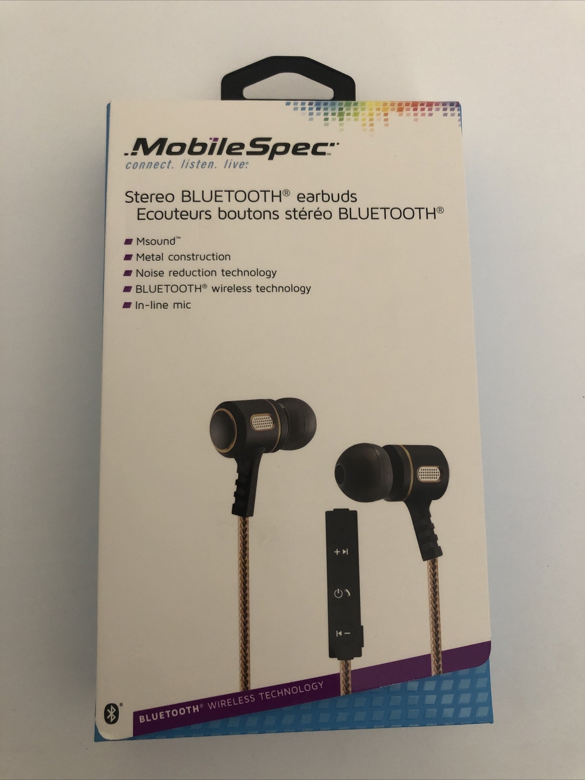 MobileSpec BLUETOOTH Wireless Earbuds In-Line Mic Noise Reduction ...