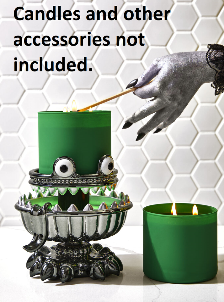 NEW! Bath and Body Works GREEN FOUNTAIN MONSTER 3-Wick Candle Holder ...