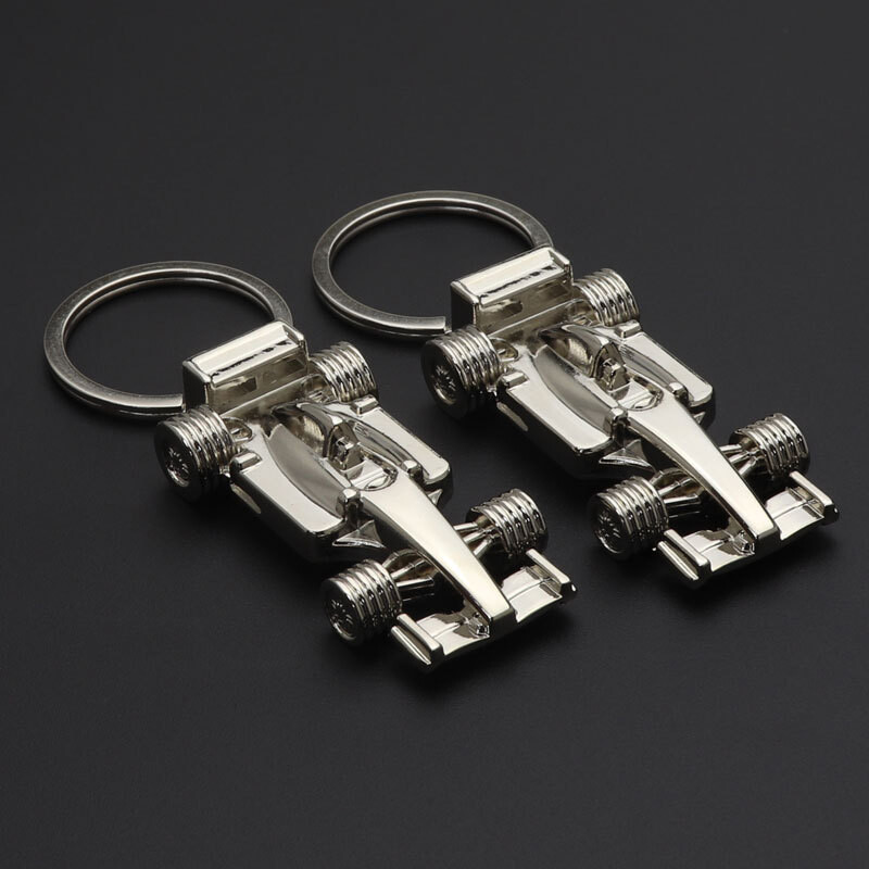 Keychain 3D Solid Silver Racing Keychain Men's Jewelry Keyring Pen.__x ...