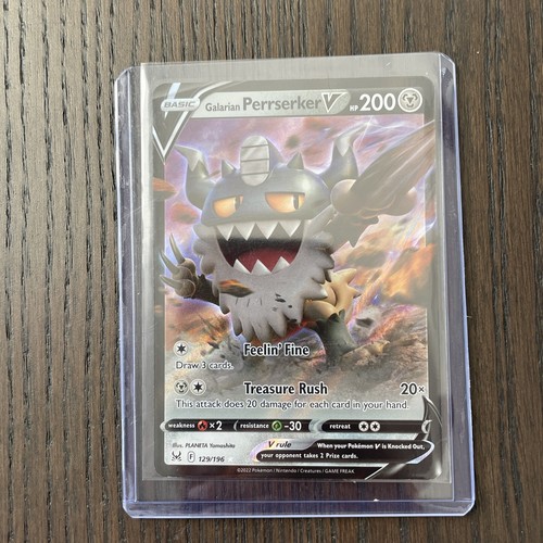 Galarian Perrserker V - 129/196 - Full Art - Lost Origins - Pokemon ...