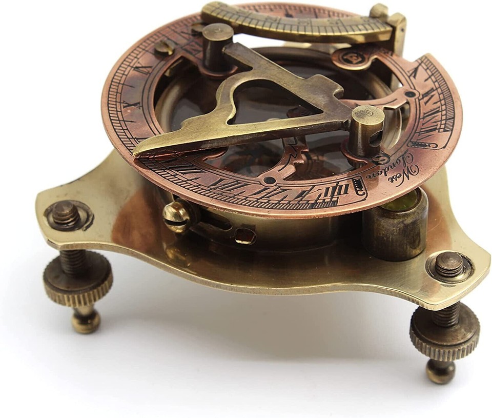 Vintage Marine WEST London Antique Brass Sundial Compass Nautical ...