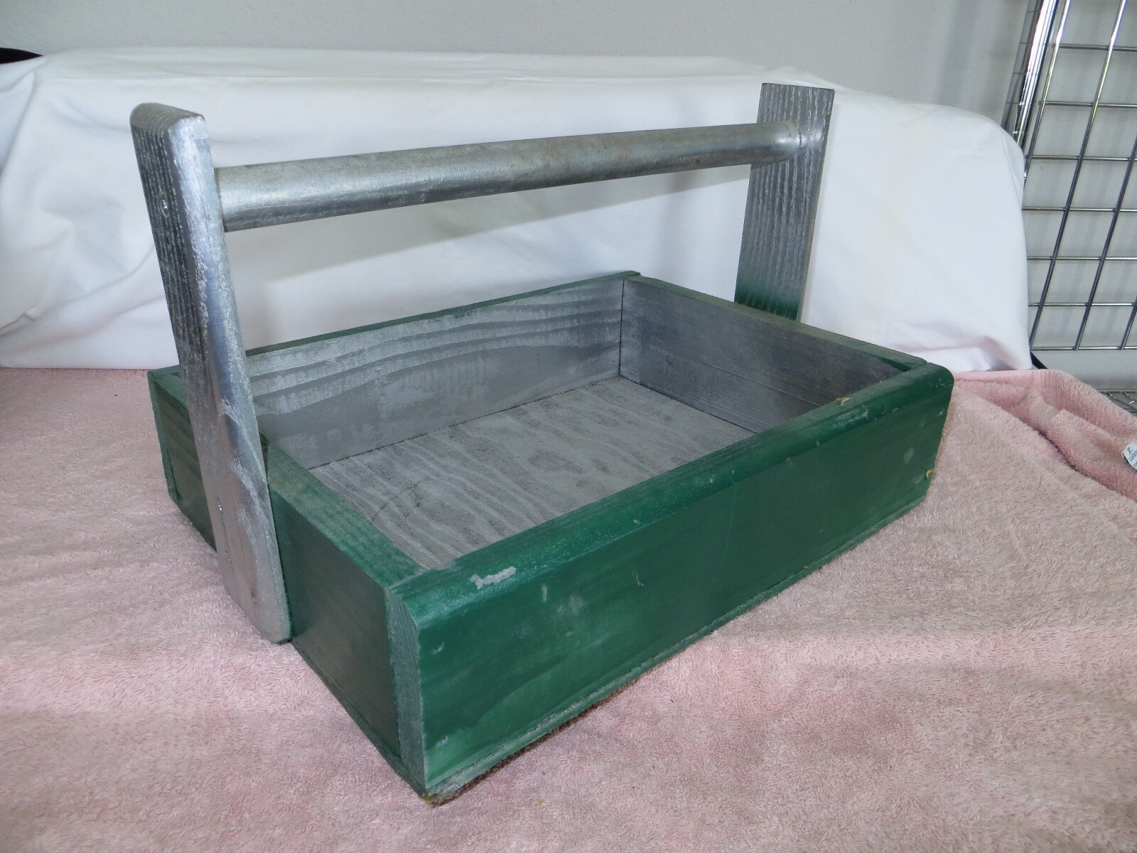 Vintage Wooden Garden Tool Tote / Box / Tray - Green & Silver | eBay