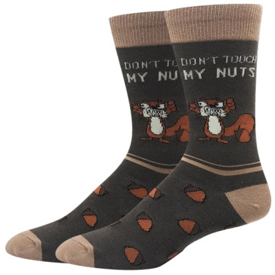 Sock Harbor Men's Crew Socks Don't Touch My Nuts Squirrel Funny Novelty Footwear | eBay